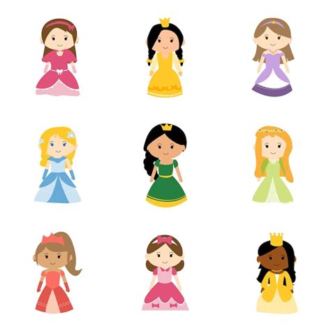 Linda Princesa Clipart Elemento De Niñas Con Vestido De Princesa Como