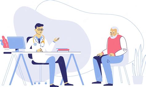 Консультация врача для пожилого человека в больнице | Премиум векторы