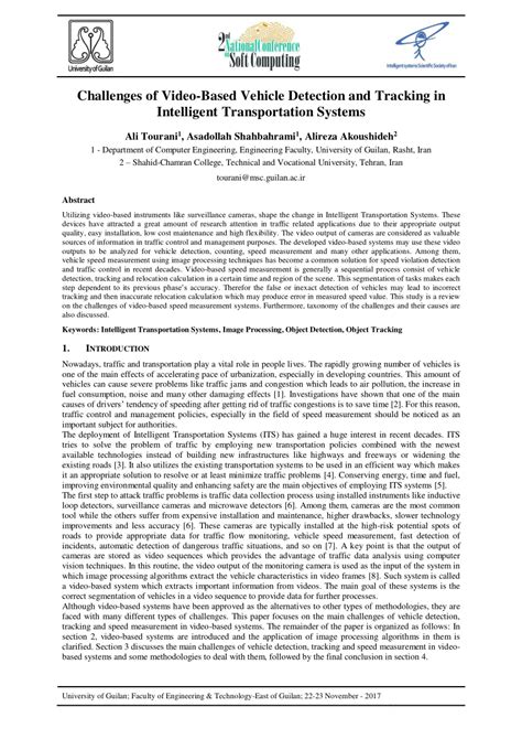 PDF Challenges Of Video Based Vehicle Detection And Tracking In Intelligent Transportation Systems