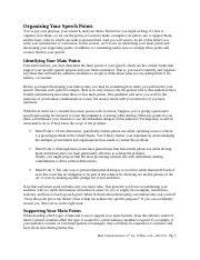 2 Organizing Your Speech Points Docx Organizing Your Speech Points