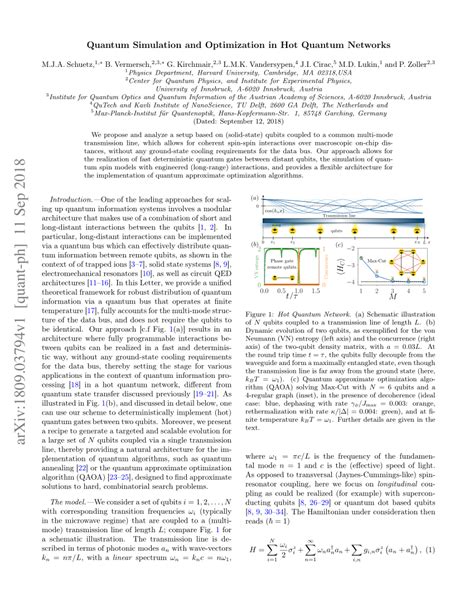 PDF Quantum Simulation And Optimization In Hot Quantum Networks