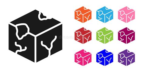 Black Isometric Cube Icon Isolated On White Background Geometric Cubes