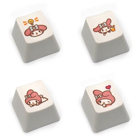 cute artisan sanrio characters keycaps kuromi and the melody pbt