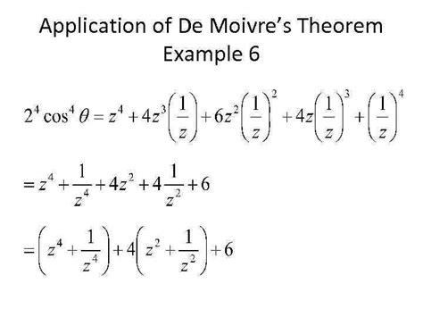 Complex Numbers De Moivre S Theorem Applications Of De