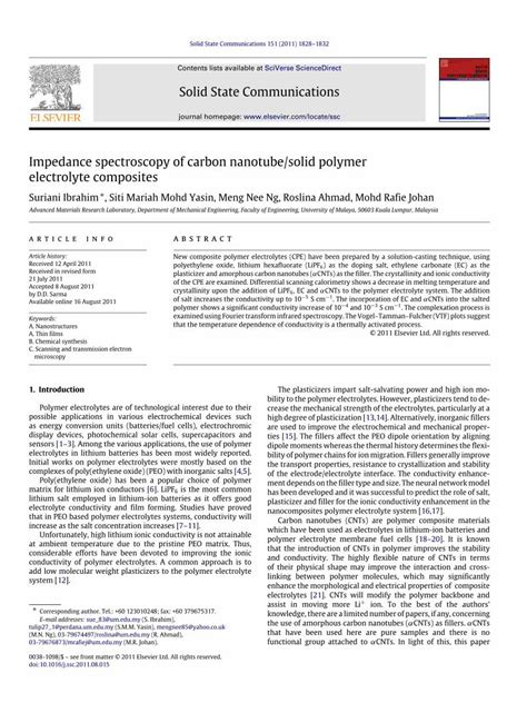 Pdf Impedance Spectroscopy Of Carbon Nanotube Solid Polymer Electrolyte Composites Dokumen Tips