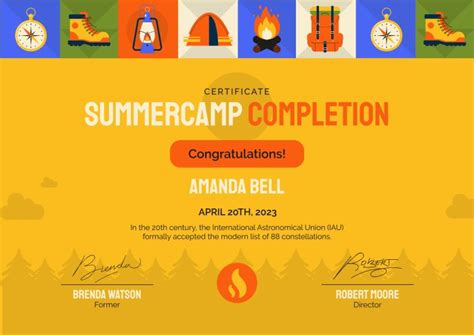 Summer Camp Certificate Template