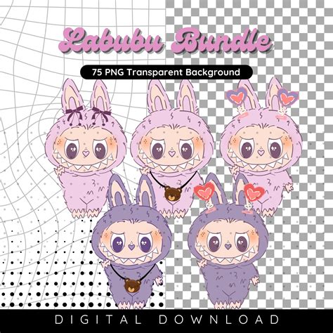 75 Labubu Fullbody Png Bundle Labubu Print And Cut Digital Download