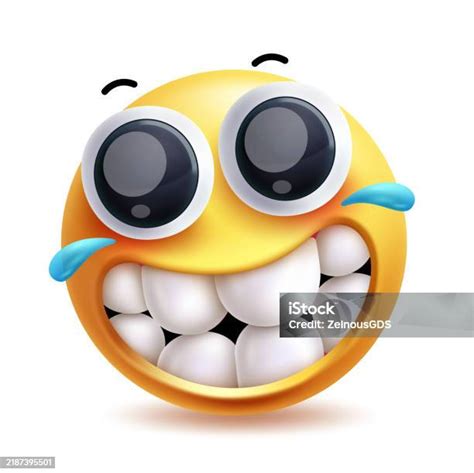 재미 있는 이모티콘 클립 아트 캐릭터 즐겁고 재미있고 행복하고 쾌활하고 귀여운 노란색 아이콘의 엉뚱한 얼굴 이모티콘 3차원 형태에 대한 스톡 벡터 아트 및 기타 이미지