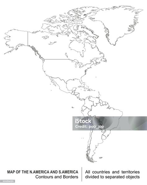Контурные Карты Северной И Южной Америки — стоковая векторная графика и ...