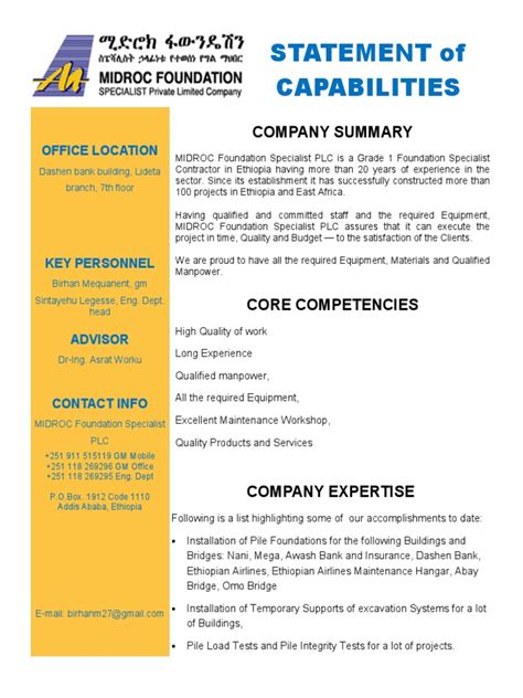 Capabilities Statement Pdf