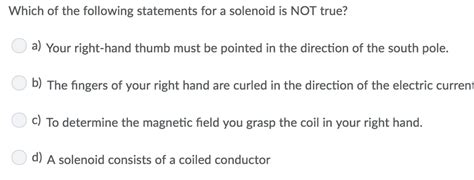 solved which of the following statements for a solenoid is