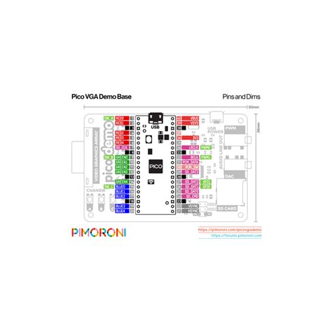 Pimoroni Pico Vga Demo Base Pim553 Vga Digital I2s Audio Out Sd Card Slot For Raspberry Pi Pico