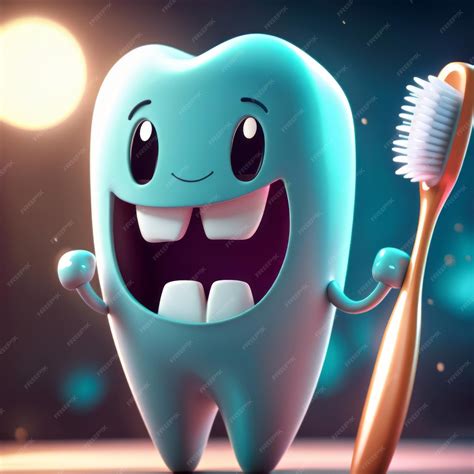 Premium Ai Image Cute Happy Tooth 3d Dentist Strong Healthy Teeth