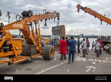 The Work Of Immersion Of Durga Idol Is Going On At Ganga Ghat Of