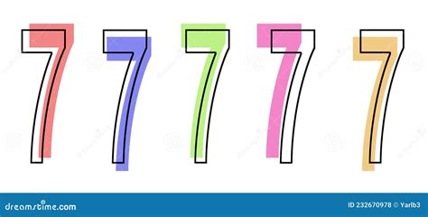 Hipster Número Siete 7 Sobre Fondo Blanco En Variantes De Color Para