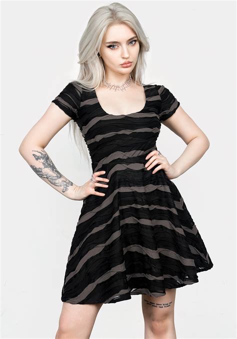 Disturbia Distortion Short Sleeve Mini Skater Dress Dresses
