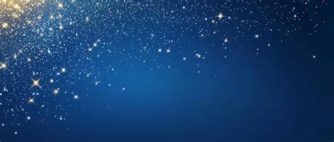 Golden Sparkles And Stars On A Deep Blue Background Premium Ai