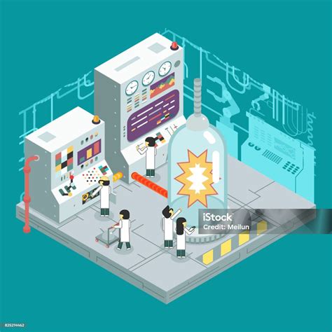 아이소메트릭 과학 실험실 실험 경험 과학자 작업 컨트롤 패널 분석 생산 개발 연구 기술 비즈니스 평면 디자인 컨셉 일러스트 개념에 대한 스톡 벡터 아트 및 기타 이미지