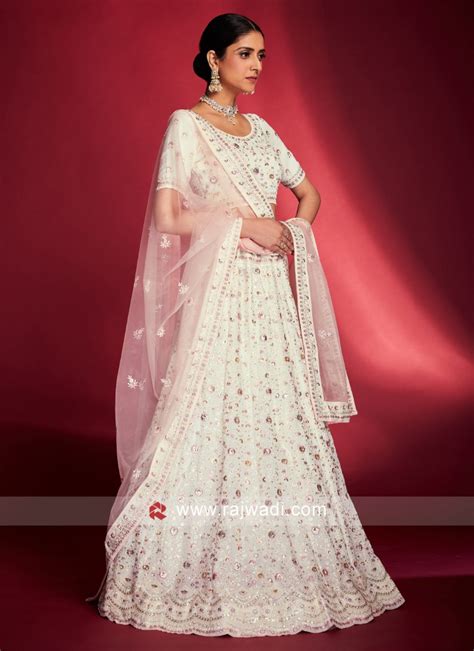 Gorgeous White Georgette Embroidered Lehenga Choli