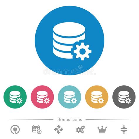 Database Configuration Flat Round Icons Stock Vector Illustration Of Cogwheel Hosting 206471818
