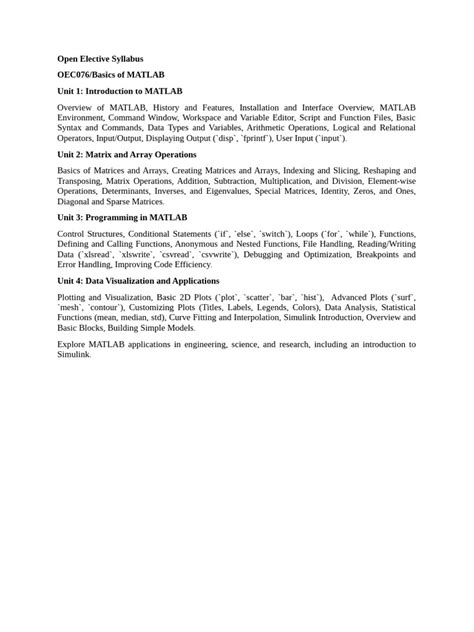 Open Elective Syllabus Pdf