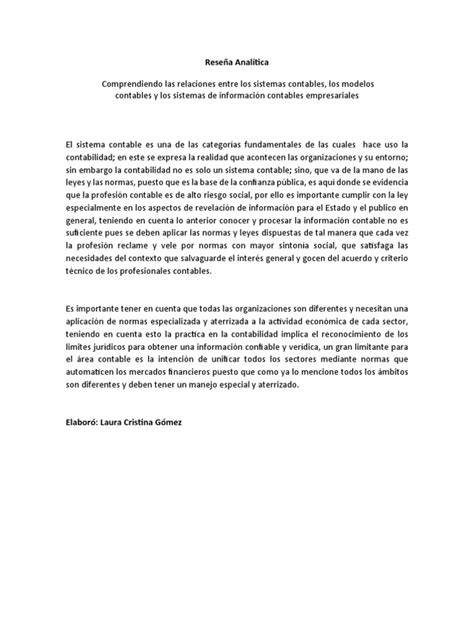 Reseña Analítica Pdf