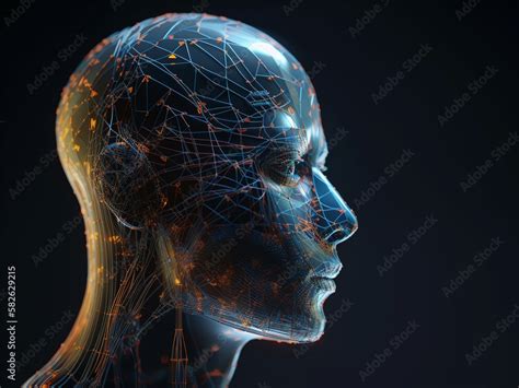 Humanoid Artificial Intelligence Circuit Board Robot Head Neural