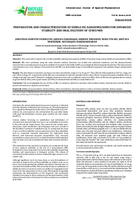 Pdf Preparation And Characterization Of Edible Oil Nanoemulsions For