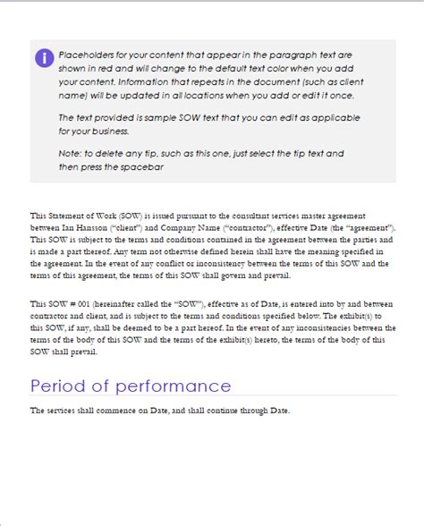 Statement Of Work Modern Design Template In Word Docx File Download