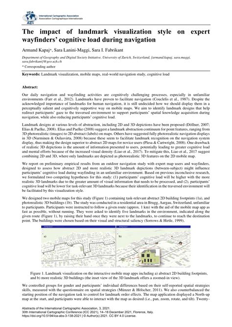 Pdf The Impact Of Landmark Visualization Style On Expert Wayfinders Cognitive Load During