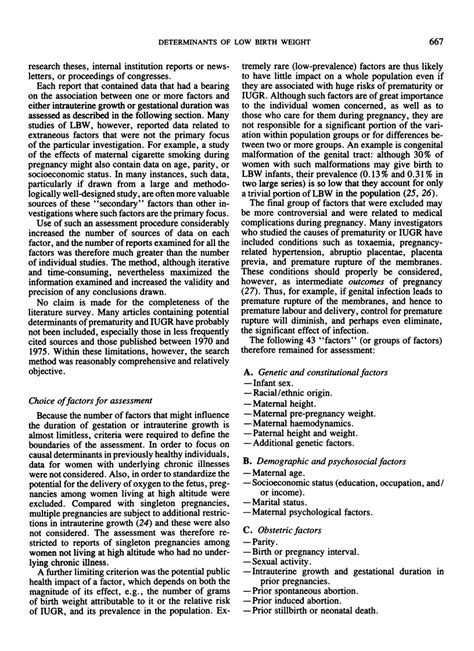 Determinants Of Low Birth Weight Methodological Assessment And Meta Analysis PMC