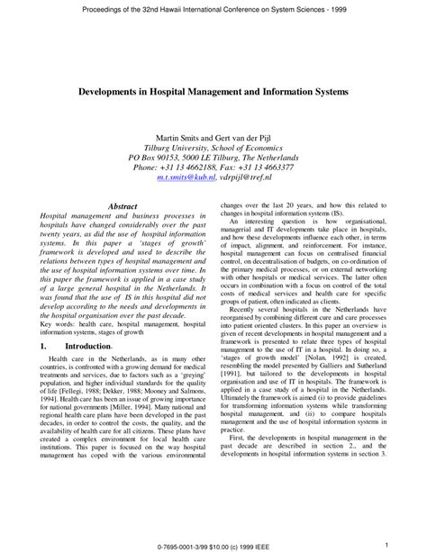 Pdf Developments In Hospital Management And Information Systems