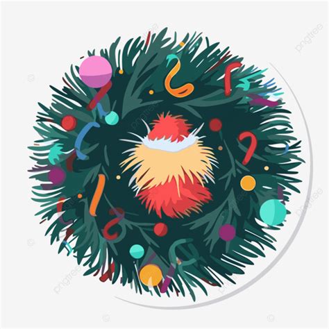Gambar Karangan Bunga Natal Dengan Clipart Santa Makhluk Boneka Vektor