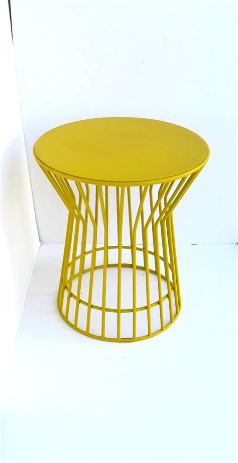 Round Side Or End Table In Yellow Platner Style For Sale At 1stdibs