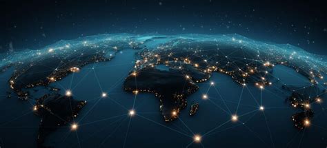 A World Map As The Background With Interconnected Lines And Nodes