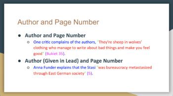 MLA In Text Citations Slides By Gabriella Senese Burns TPT