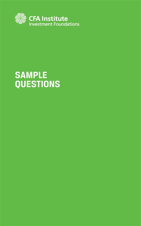 Cfa Sample Questions Sample Questions The Following 30 Questions Are
