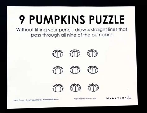9 Pumpkins Puzzle Math Love