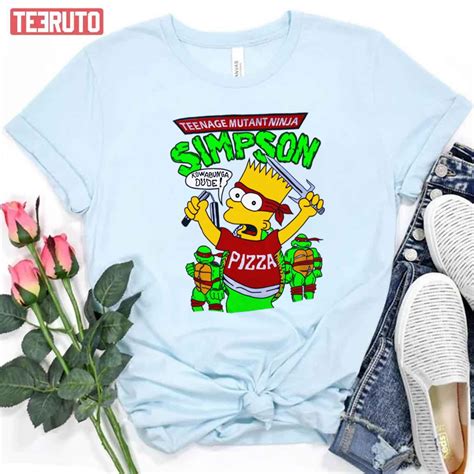 90s Bootleg Turtle Bart Teenage Mutant Ninja Simpson Kowabunga Dude Unisex T Shirt Teeruto