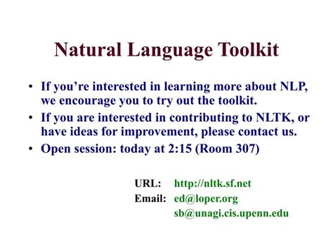 Ppt Nltk The Natural Language Toolkit Powerpoint Presentation Free