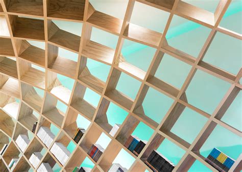 Wooden Gridshell Forms Shelves At Mexico Library By Anagrama