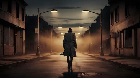 A Lone Figure Walking Down A Deserted Street At Dusk Premium Ai