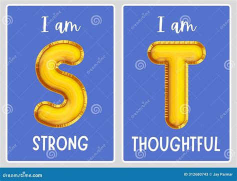 Gold Positive Affirmation Alphabet Flashcards 10 Stock Illustration