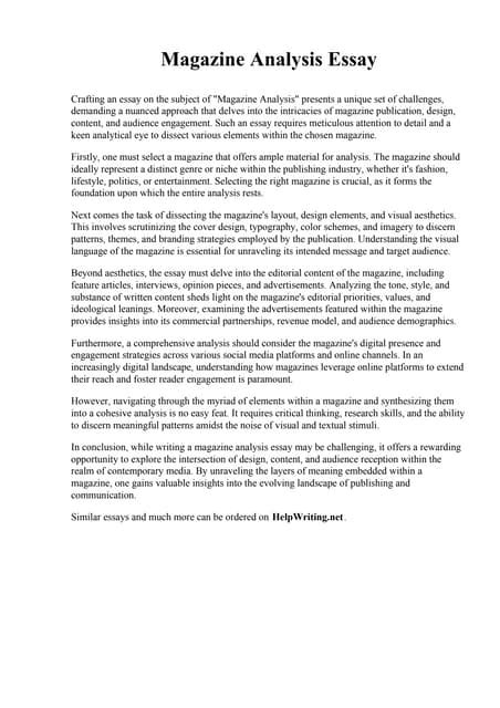 Magazine Analysis Essay Pdf