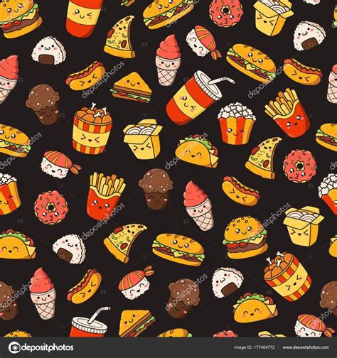 Download Set Of Vector Cartoon Doodle Icons Of Junk Food