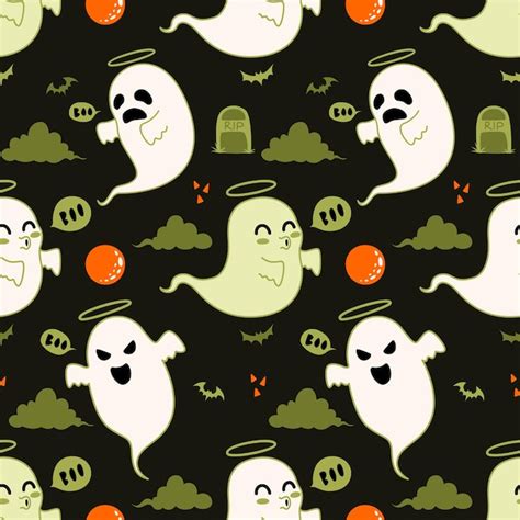 Premium Vector Hallowen Seamless Pattern With Cute Ghost
