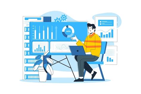 Premium Vector Businessman Analyzing Data Illustration Concept On White Background