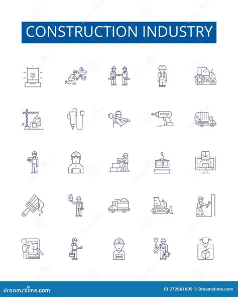 Construction Industry Line Icons Signs Set Design Collection Of Build