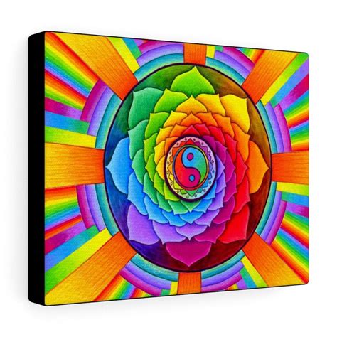 Healing Lotus Rainbow Yin Yang Mandala Psychedelic Trippy Etsy