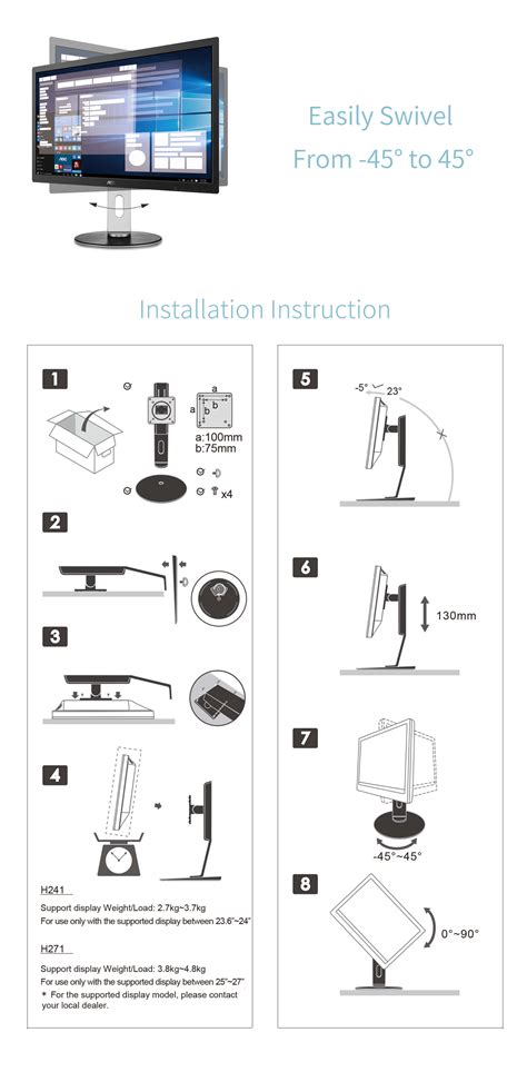 AOC Mm Way Height Adjustable Stand Kg H Umart Com Au